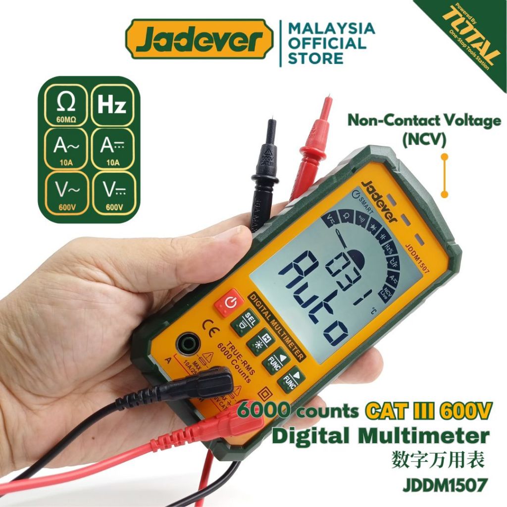 Jadever Tools CATlll 600V Digital Multimeter [Smart auto function] RMS ...