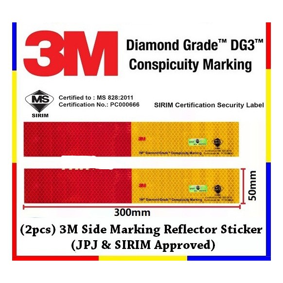 3M Side Marking Reflective Sticker Side Stiker 300x50mm Sticker ...