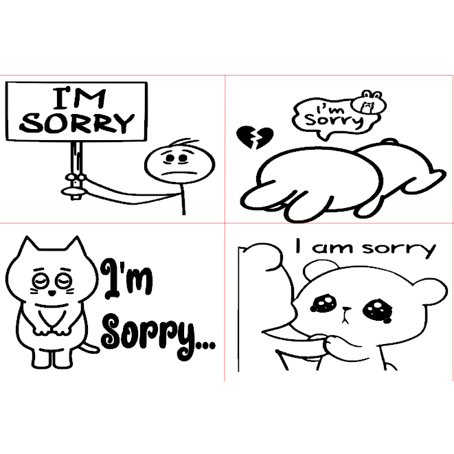 STICKER CARTOON I AM SORRY CUTE DOODLES APOLOGY WISHES FOR BALLOON AND ...