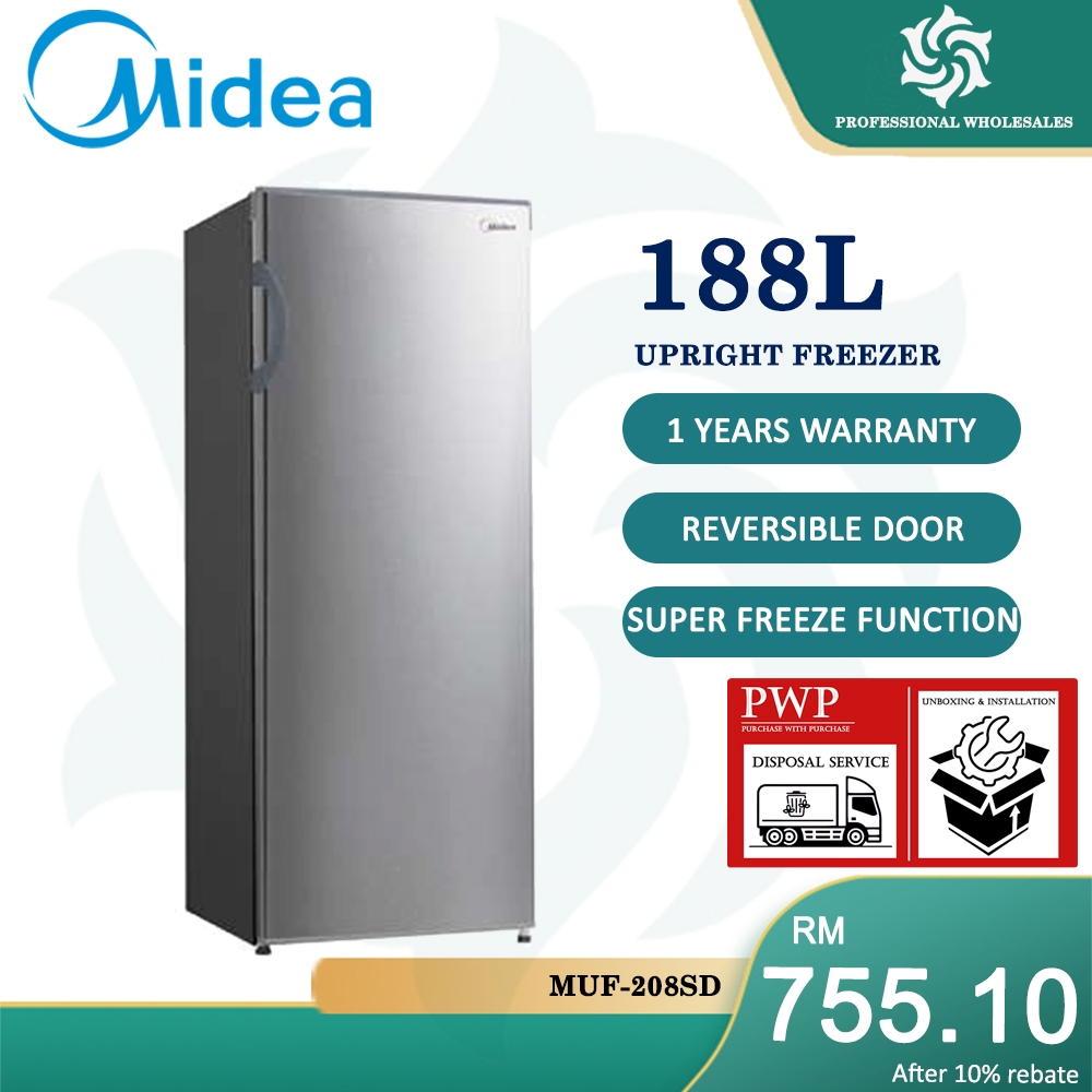 MIDEA 188L / 300L Frost Free Upright Freezer Reversible Door | Shopee ...