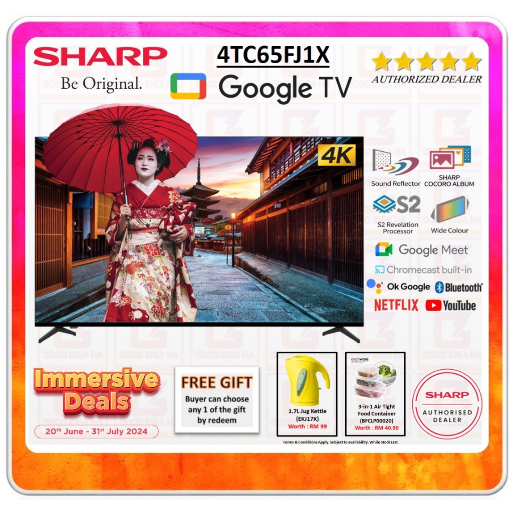 【FREE GIFT】Sharp 4TC65FJ1X 65'' FJ1 Series 4K UHD Google TV | Shopee ...