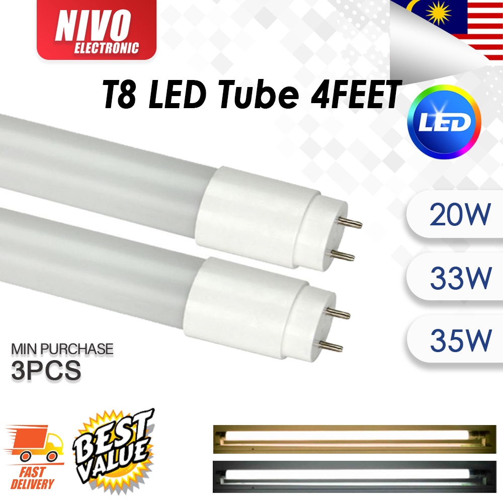 T8 LED Tube 4Feet 20W/32W 6500K (Daylight) / 3000K (Warm White) | Shopee Malaysia