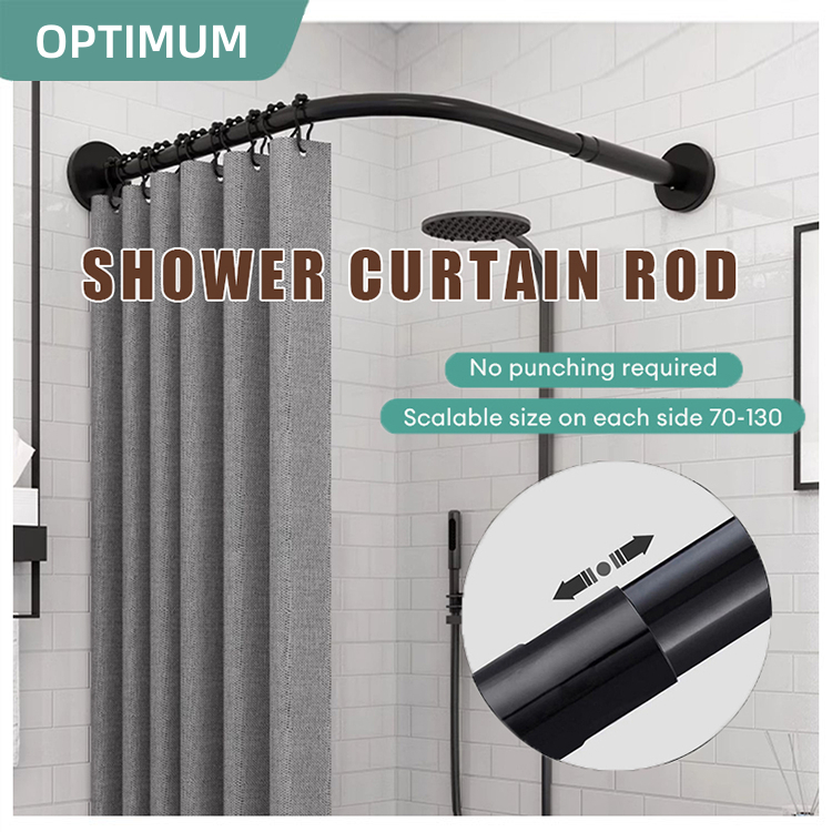 【OPTIMUM】Adjustable Arc shaShower Curtain Rod No Drilling Required ...