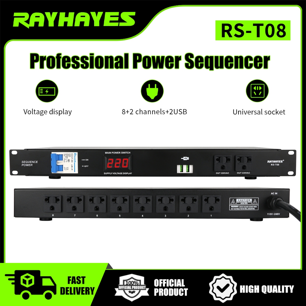 RAYHAYES Power Sequencer 8-way With Filter Intelligent Professional Amplifier Stage Sound ...
