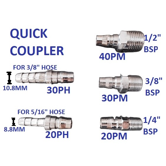 Quick Air Coupler Air Compressor Hose Quick Couplers 20PM 30PM 40PM ...