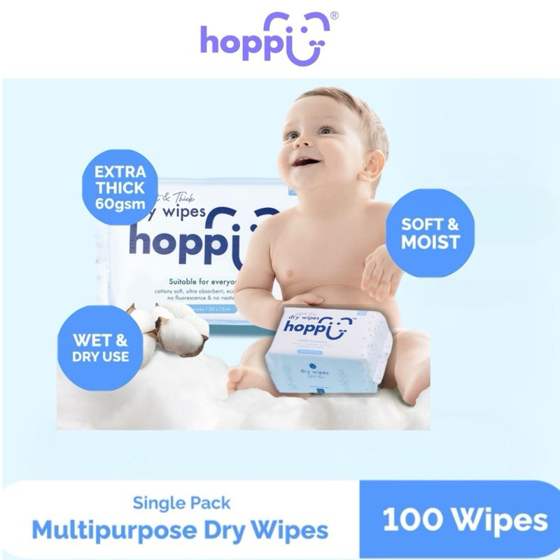 Hoppi Premium Cleaning Dry Wipes (100 Sheets x 1 Pack)/ (100 Sheets x 3 ...