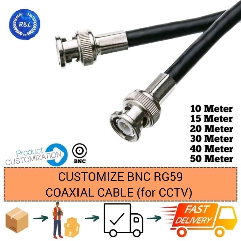 Customize BNC RG59 Male to Male Coaxial Cable ( for CCTV ) | Shopee ...