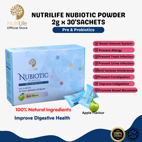 【NutriLife】Nubiotic Powder Pre & Probiotic(Apple Flavour)益生菌 2Gx30's ...