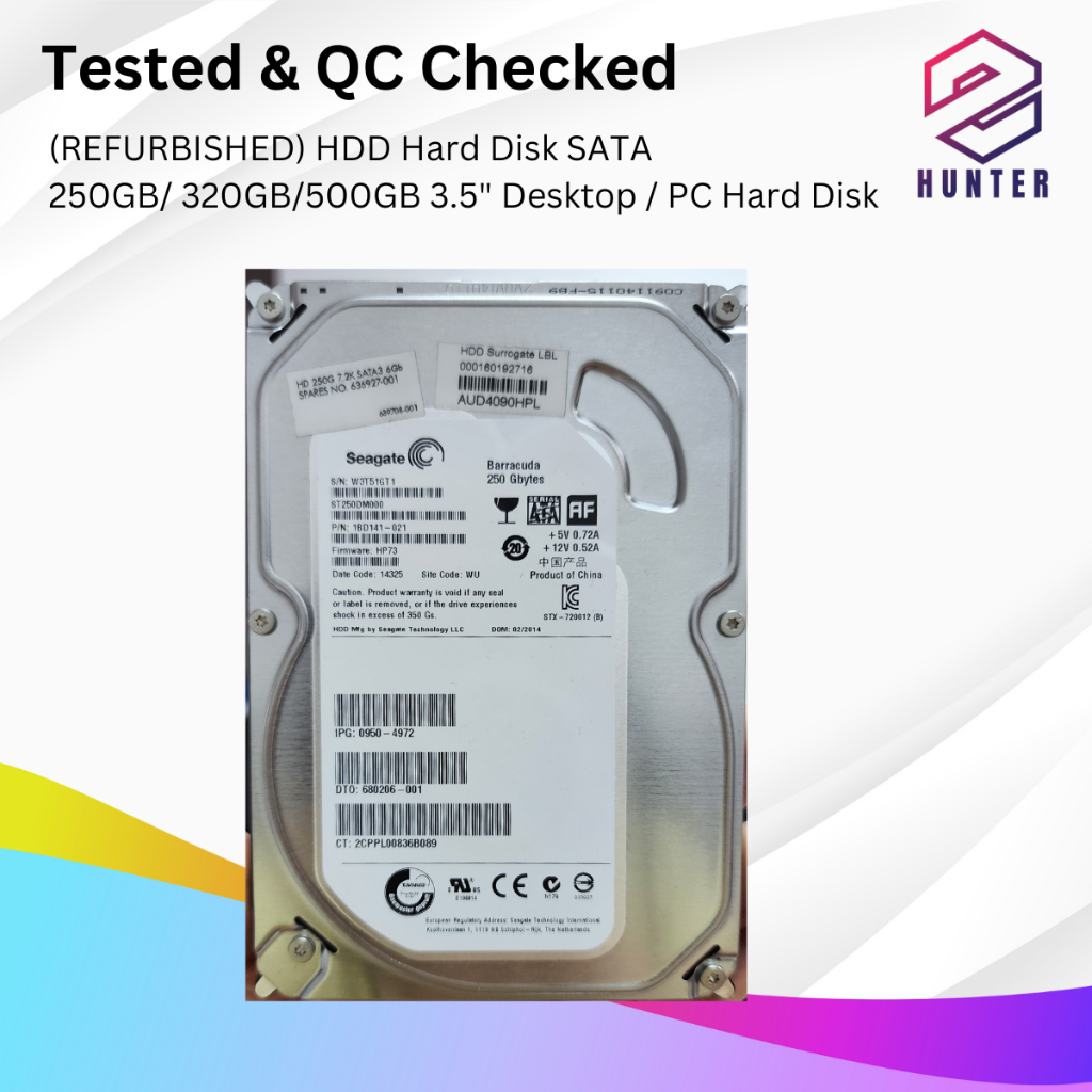(REFURBISHED) HDD Hard Disk SATA 250GB/320GB/500GB 3.5" Desktop / PC ...