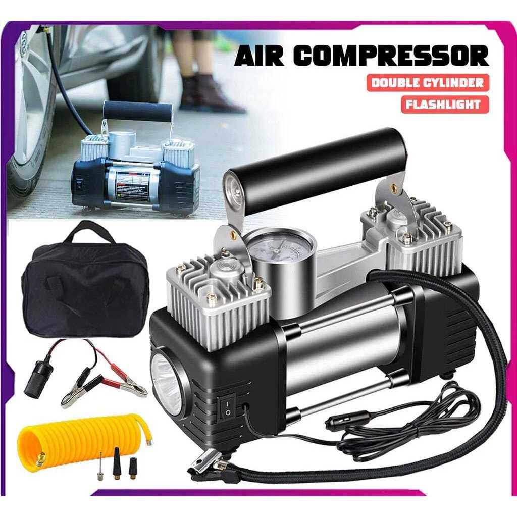 HEAVY DUTY Double Cylinder Air Pump 150 PSI 65L/min Portable Car Tyre Inflator 12V Air ...