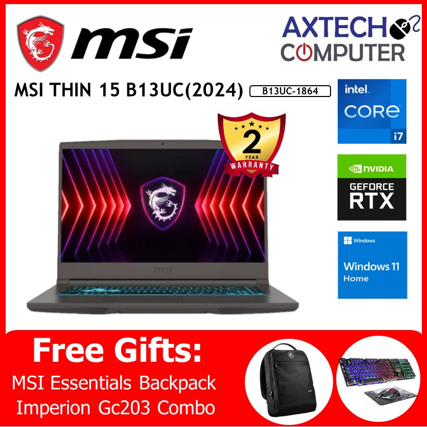 MSI Thin 15 B13UC-1864 15.6'' FHD Gaming Cosmos Gray (I7-13620H, 8GB ...