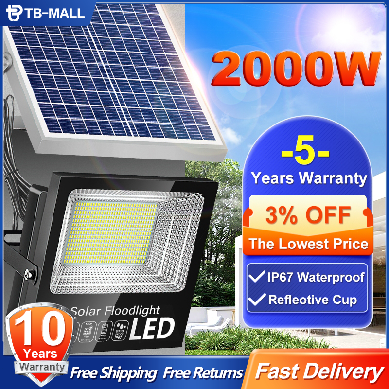 【READY STOCK】 Lampu Solar Light 2000w Solar Spotlight Outdoor Lighting ...