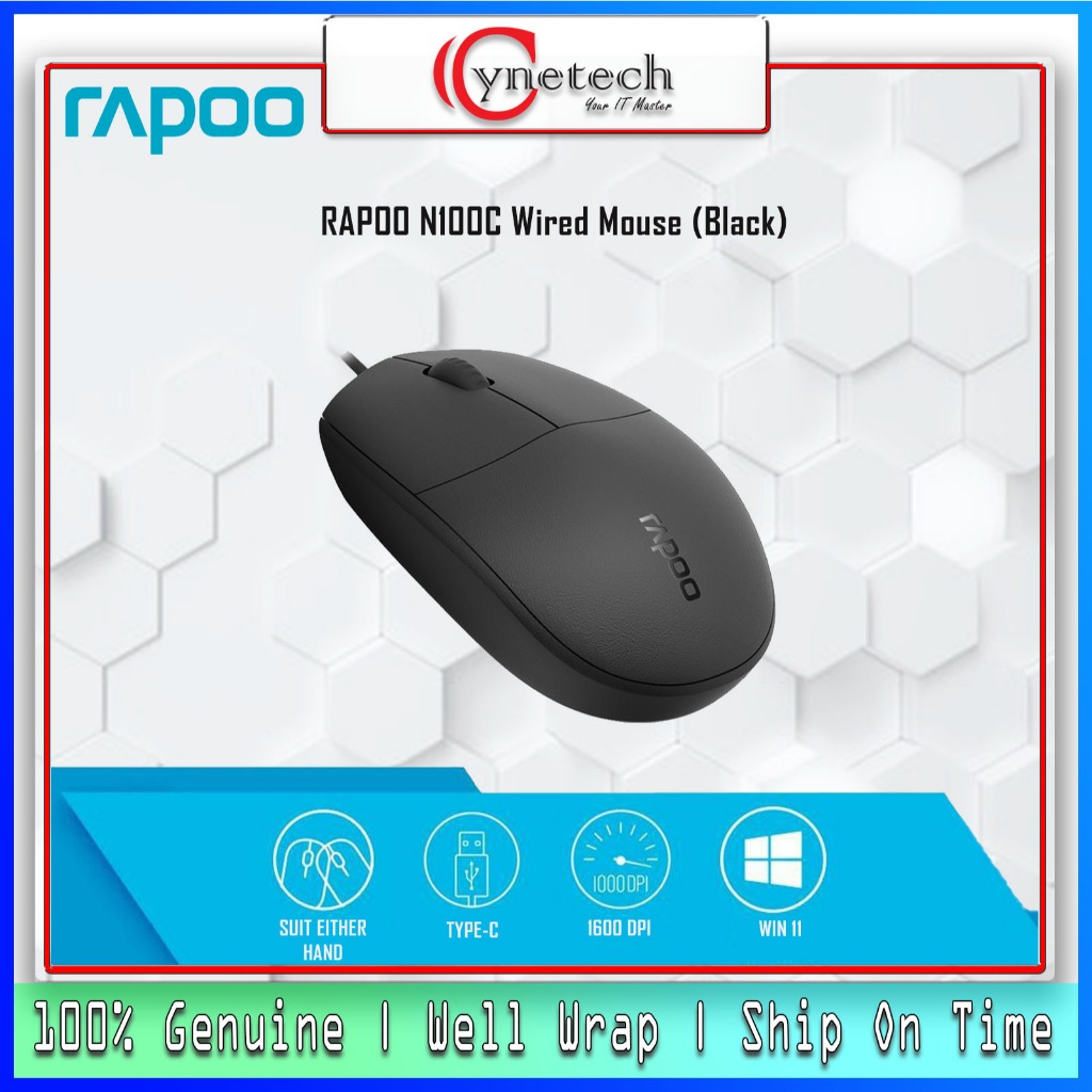 Rapoo N100C Wired Optical Mouse ( 1000 DPI ) | Shopee Malaysia