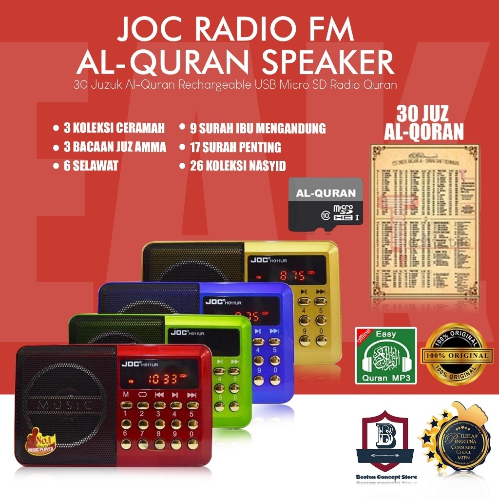JOC Original Portable Radio With 8GB SD Card Ayat AlQuran 30 Juzuk ...