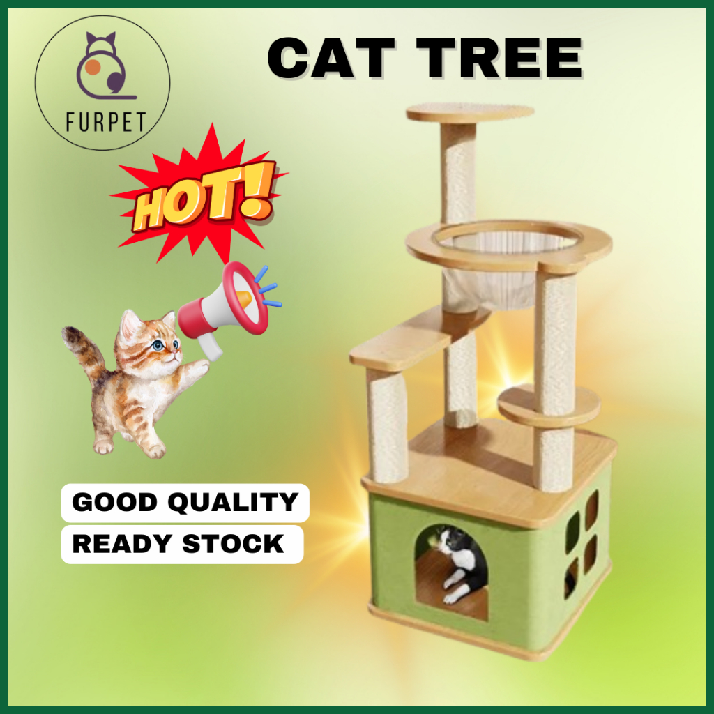 FURPET Cat Tree Cat House Cat Condo Cat tower Condo Kucing Bed Tower ...