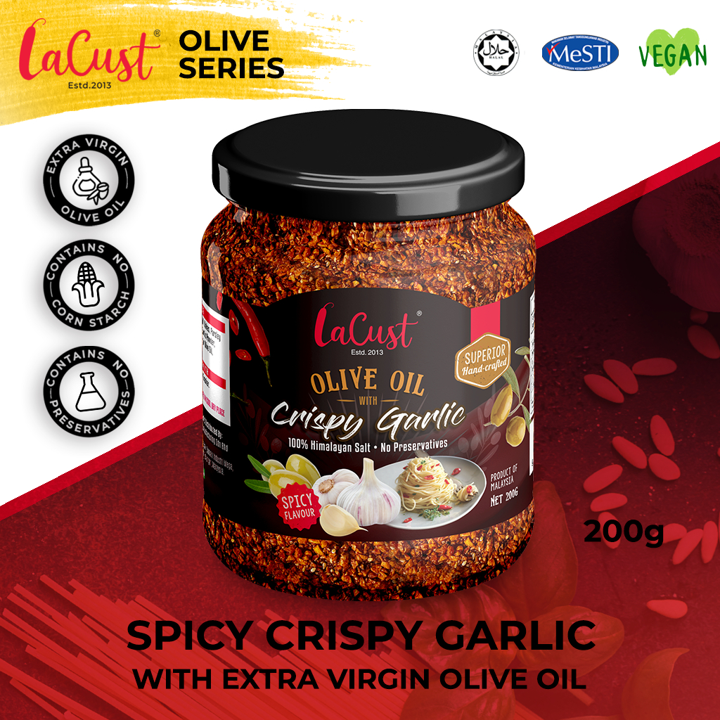 [Halal & Medium Spicy] LaCust Original Spicy Crispy Garlic with Extra ...