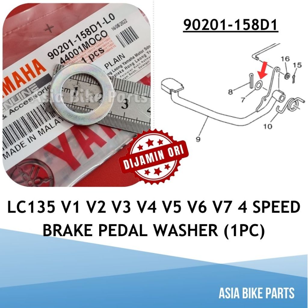 Yamaha Original LC135 V1 V2 V3 V4 V5 V6 V7 4 Speed 4S Brake Pedal Washer - 90201-158D1 | Shopee ...