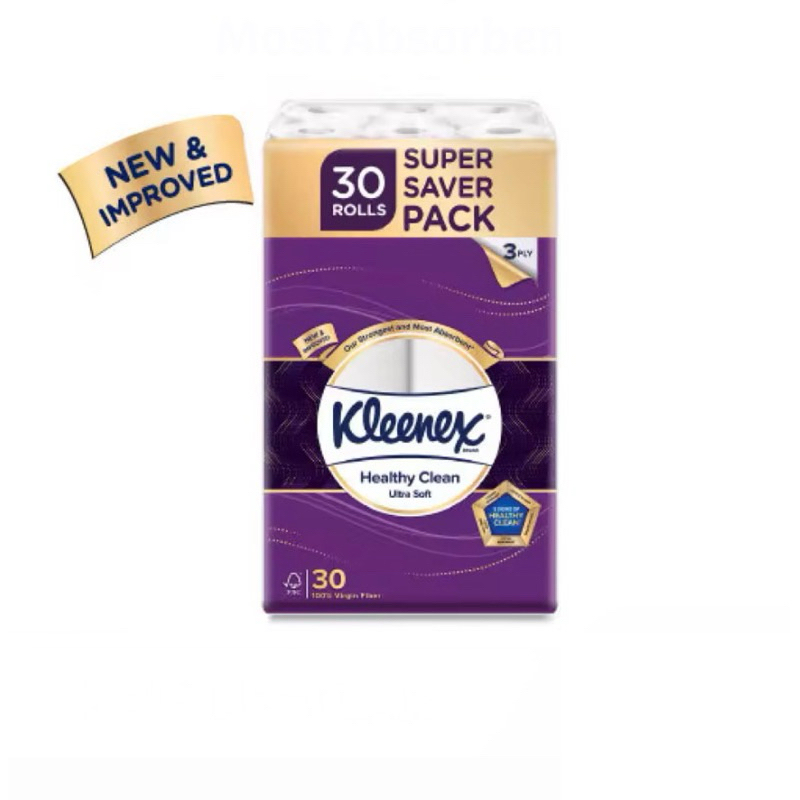 Kleenex Ultra Soft Cottony Clean Toilet Tissues 3 Ply 30 Rolls | Shopee ...