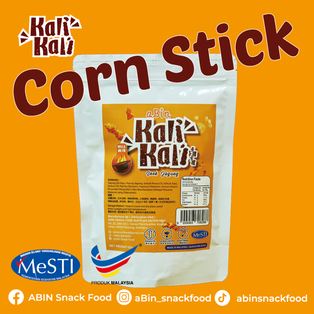 HALAL Snack Food Keropok Abin Kali Kali Corn Stick- Hot & Spicy Mala ...