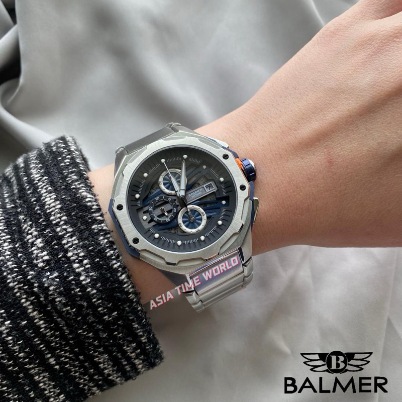 [Original] Balmer 8818G SS-5 Chronograph Sapphire Men's Watch with Blue Dial Silver Stainless ...