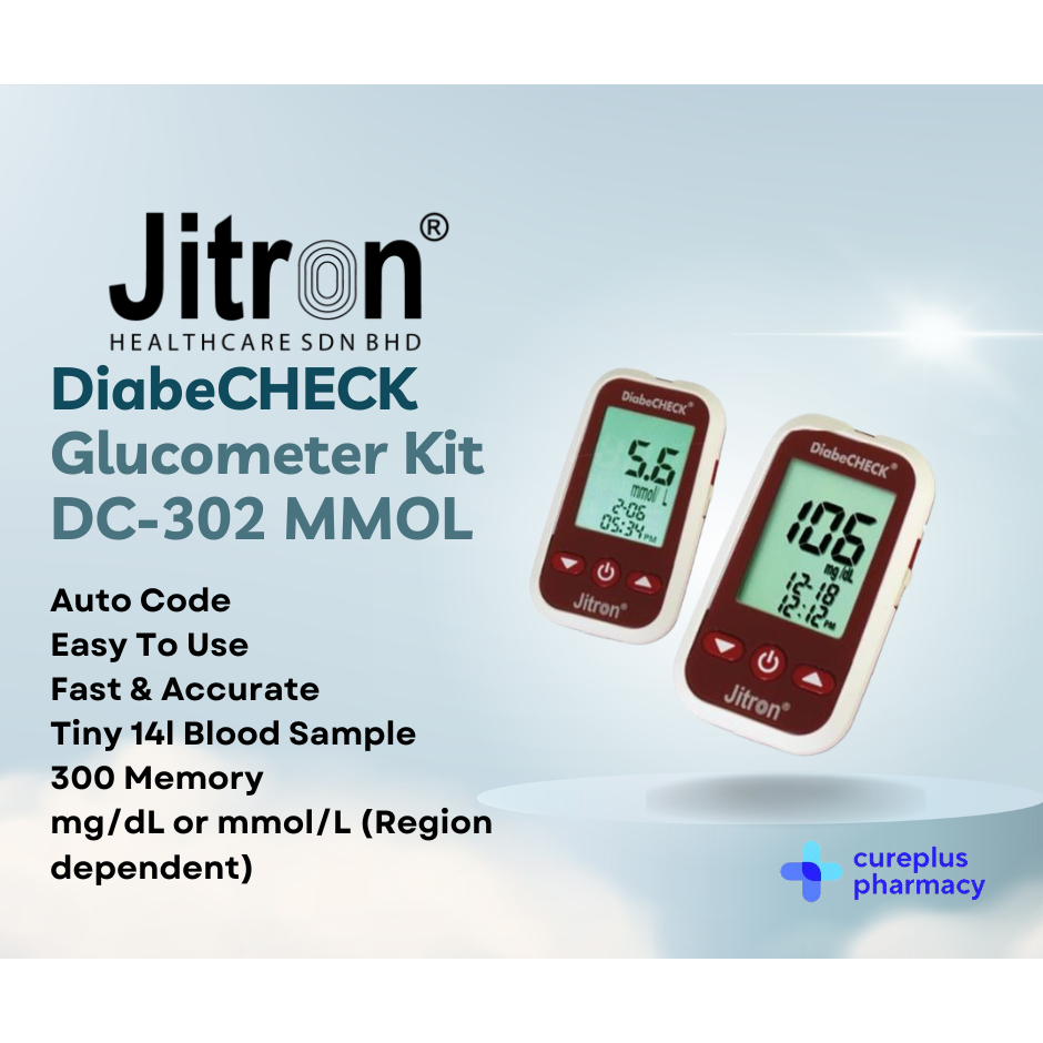 JITRON DiabeCheck Glucometer Kit DC-302 MMOL Fast & Accurate Strip ...