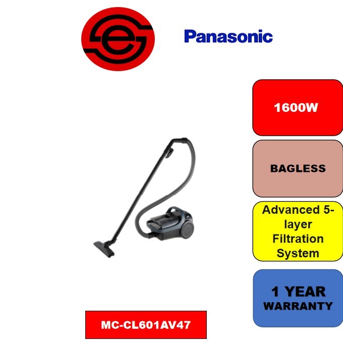 PANASONIC MC-CL601 POWERFUL 1600W CYCLONE BAGLESS CANISTER VACUUM ...