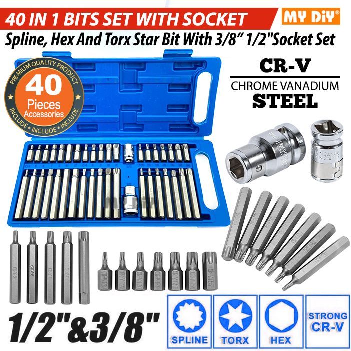 MYDIYHOMEDEPOT - 40Pcs Star Key Wrench Set Crv Hex Torx Star Spline ...