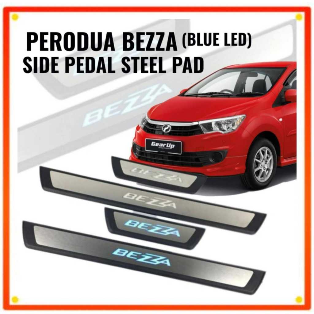 Perodua Bezza New Model Version Stainless Steel Blue LED Side Door Sill ...