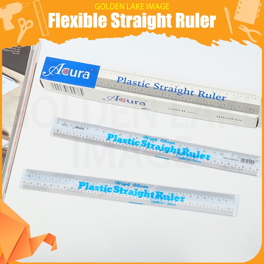 🇲🇾 15cm 20cm 30cm Plastic Straight Ruler Student Flexible Stationery Alat Tuli Office Bendable ...
