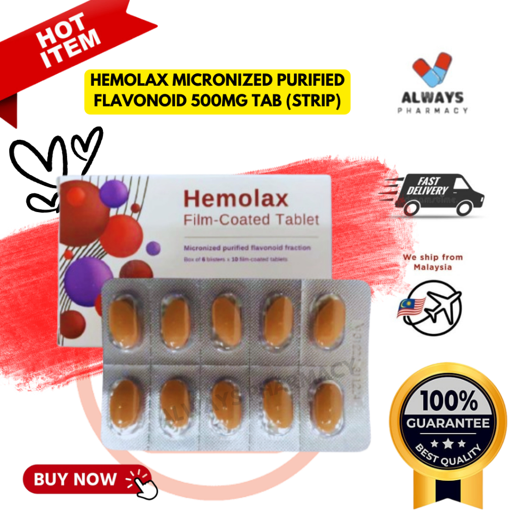 1 STRIP - HEMOLAX FILM COATED TABLET 500MG | MICRONIZED PURIFIED ...