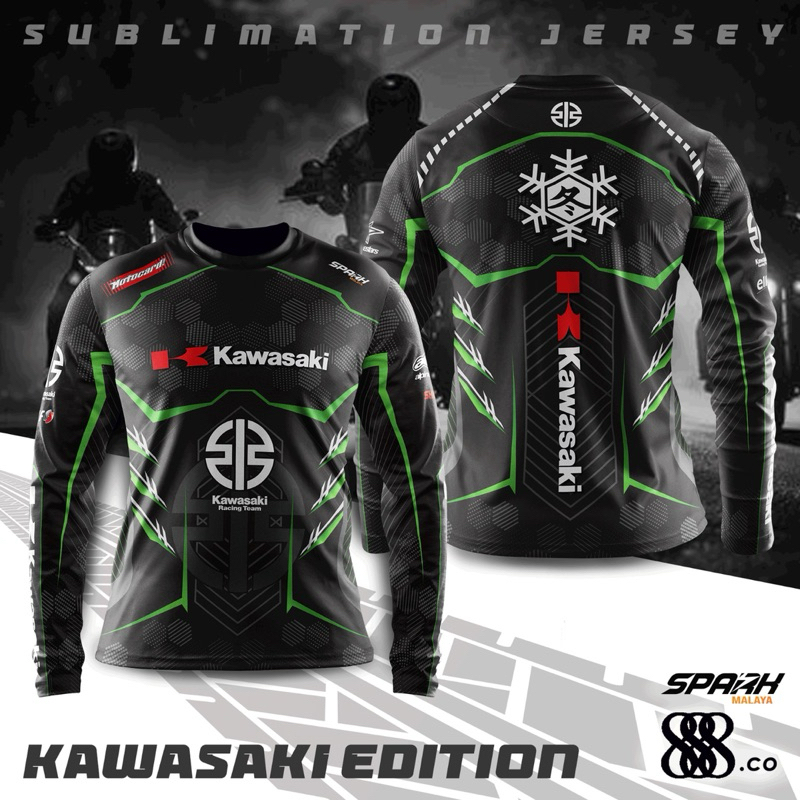 BAJU MOTOR KAWASAKI LONG SLEEVE FULL SUBLIMATION READY STOCK | Shopee ...