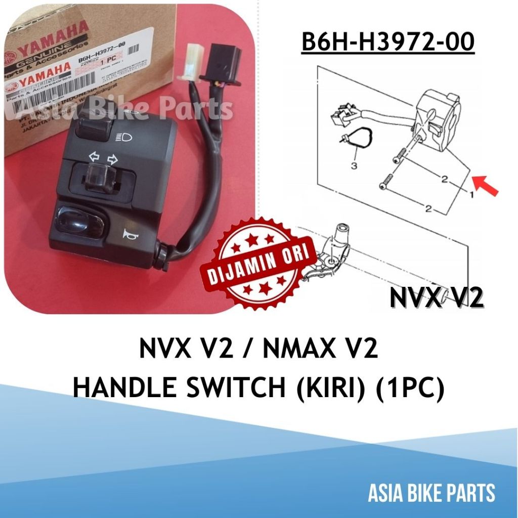 Yamaha Original NVX V2 / NMAX V2 Left Handle Switch / Suis Signal Kiri ...