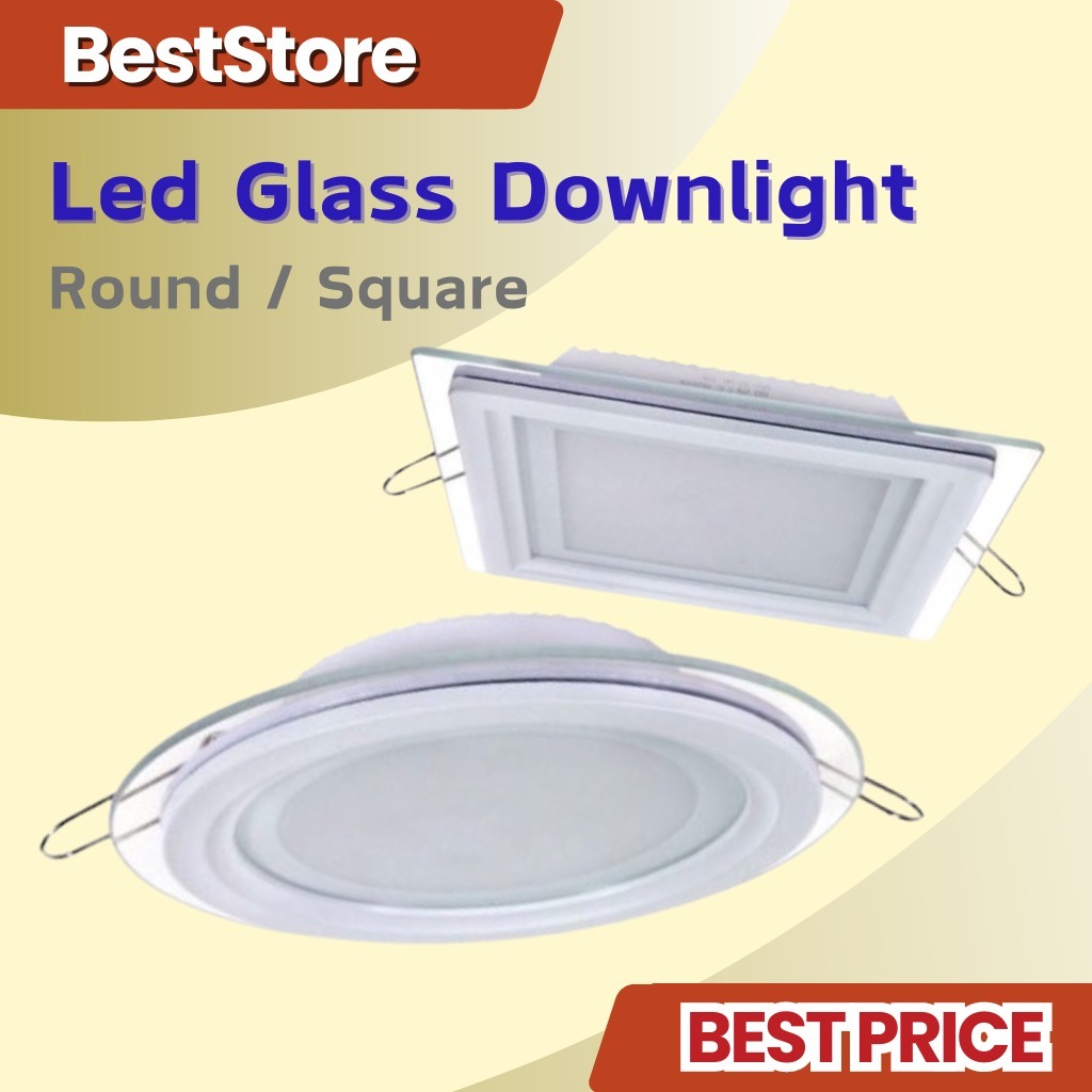 [SIRIM] Glass LED Downlight 12W 18W Round Square Recessed Glass ...