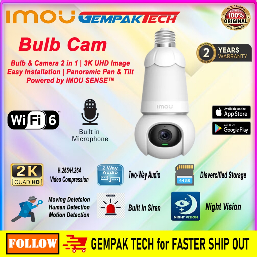 IMOU Bulb Camp 5MP Bulb & Camera 2 in 1 | 3K UHD Image Easy ...