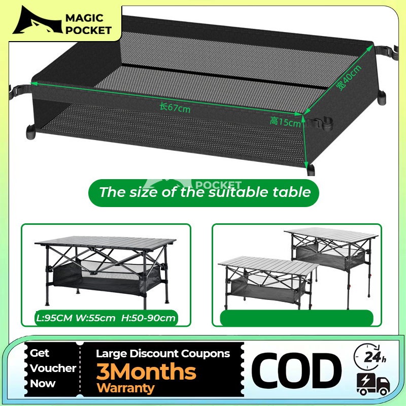 folding table sorage net bag Meja foldable camping rack storage ...
