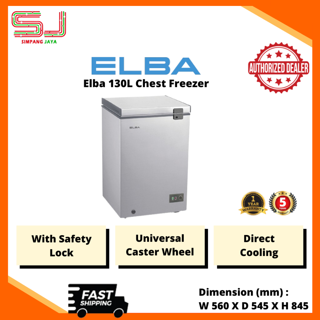 Elba 130L Chest Freezer | Universal Caster Wheel | EF-E1310(GR) | 1 ...