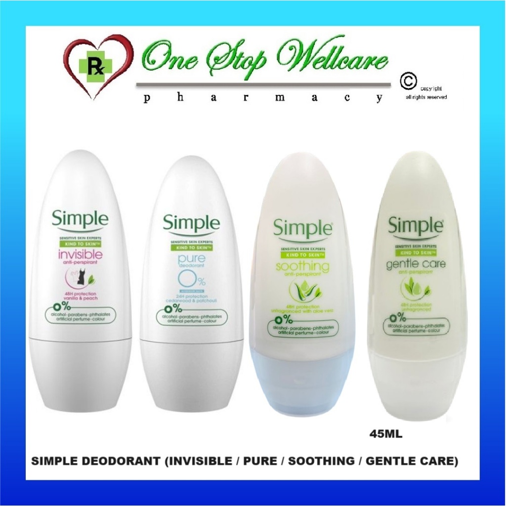 SIMPLE DEODORANT (INVISIBLE / PURE / SOOTHING / GENTLE CARE) 45ML ...