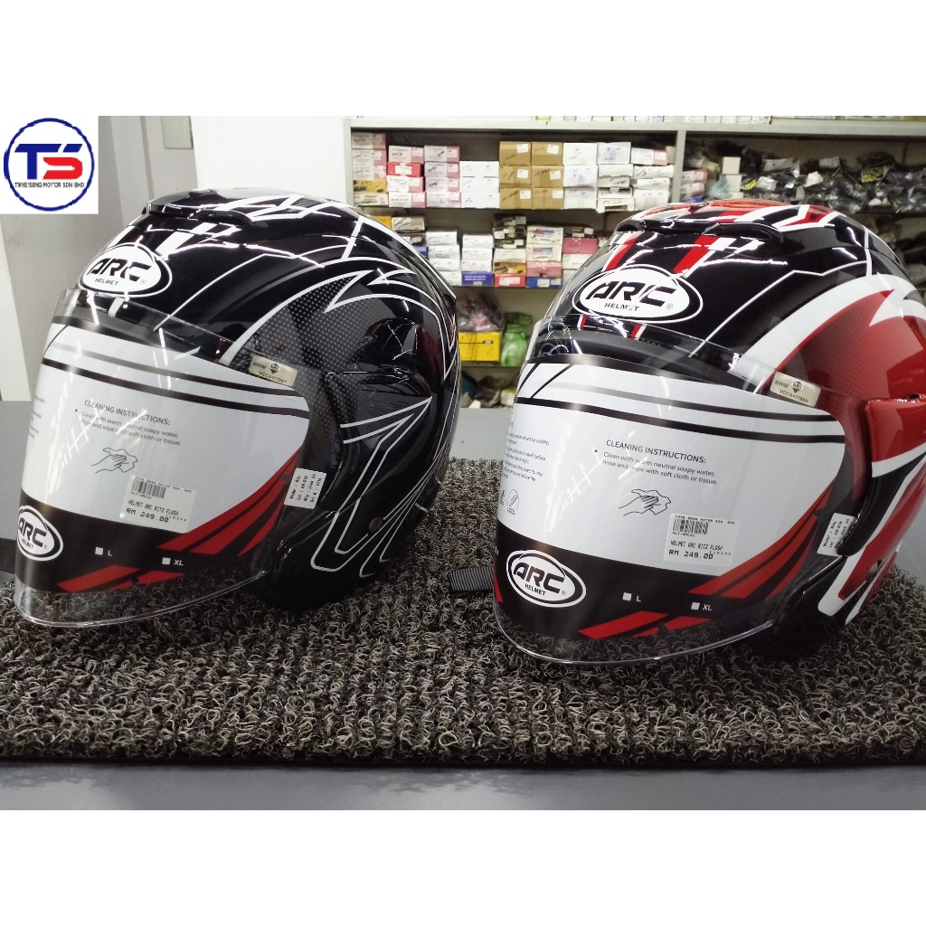 OPEN FACE HELMET ARC RITZ NEW DESIGN FLASH BLACK / FLASH RED | Shopee ...