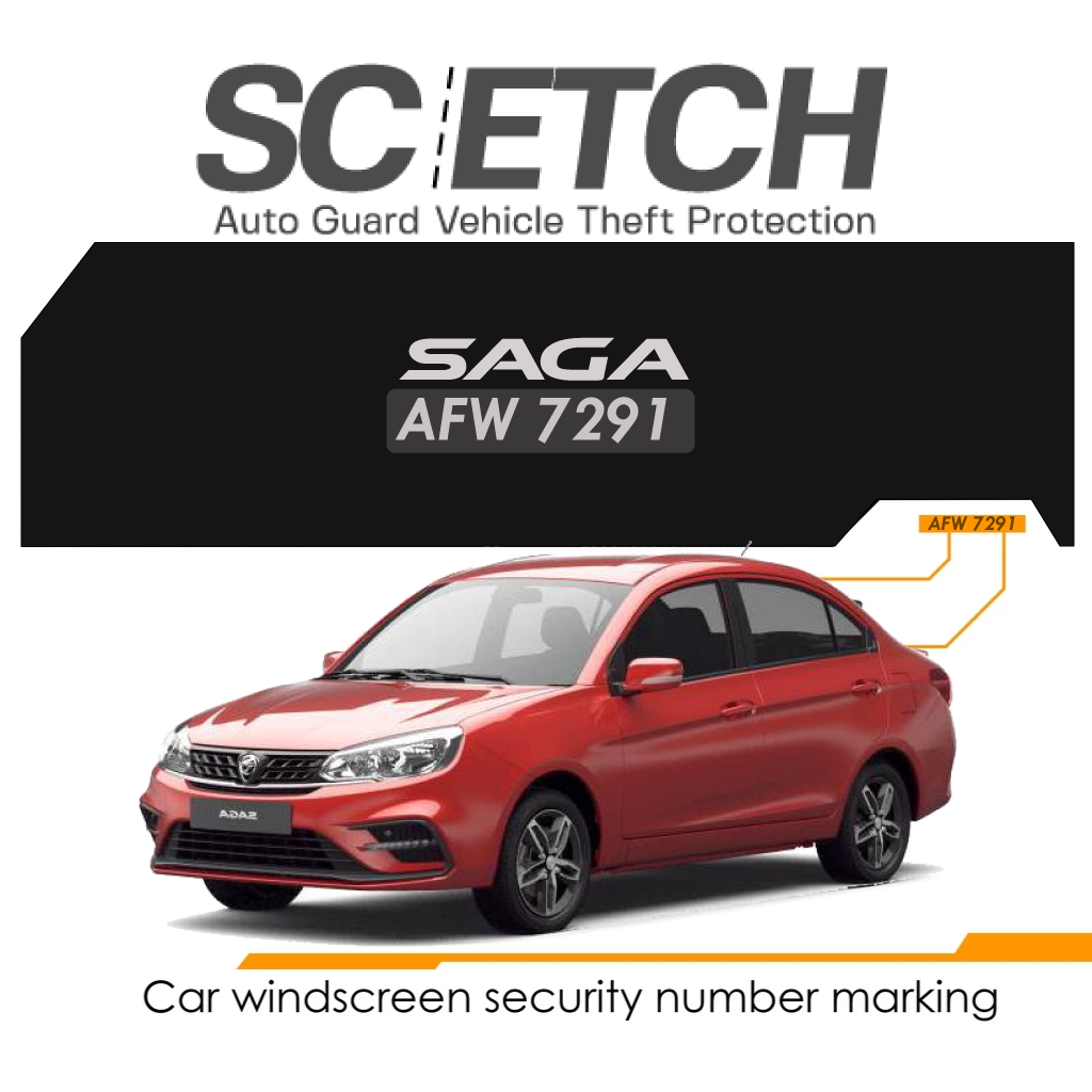 Proton Saga Car Security Marking sand blasting glass windscreen ...