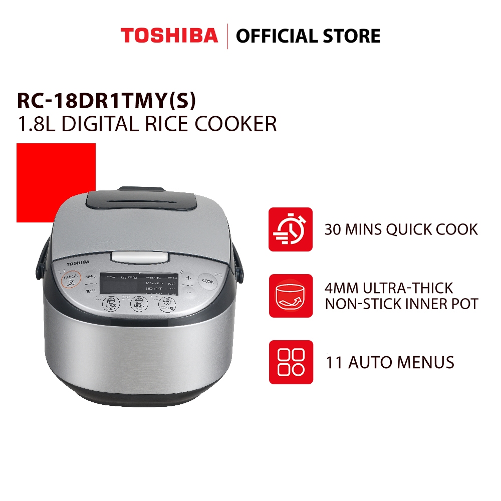Toshiba Non-Stick Multi-Function Digital Rice Cooker - Silver (1.8L/4mm ...