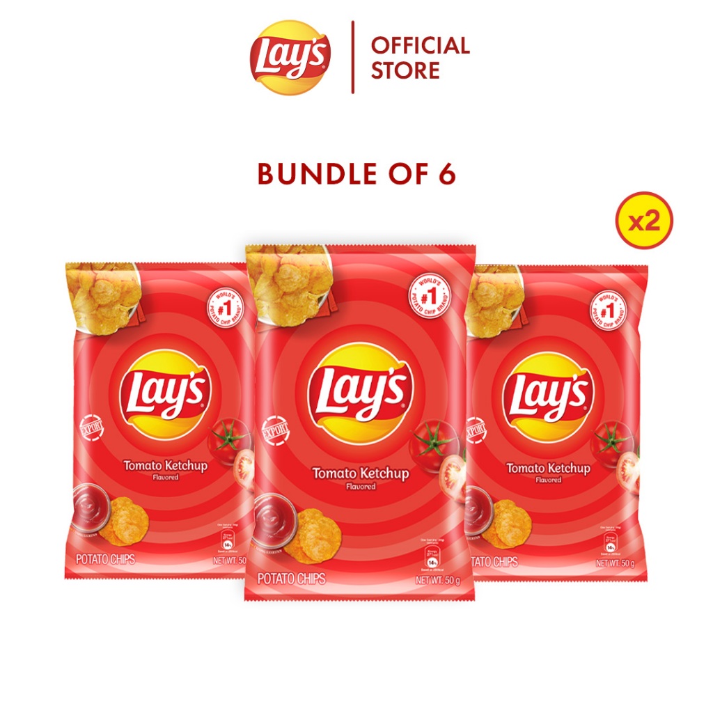 [Bundle of 6] Lay's Potato Chips Mid pack 50g / [Pek 6] Lay's Kerepek ...