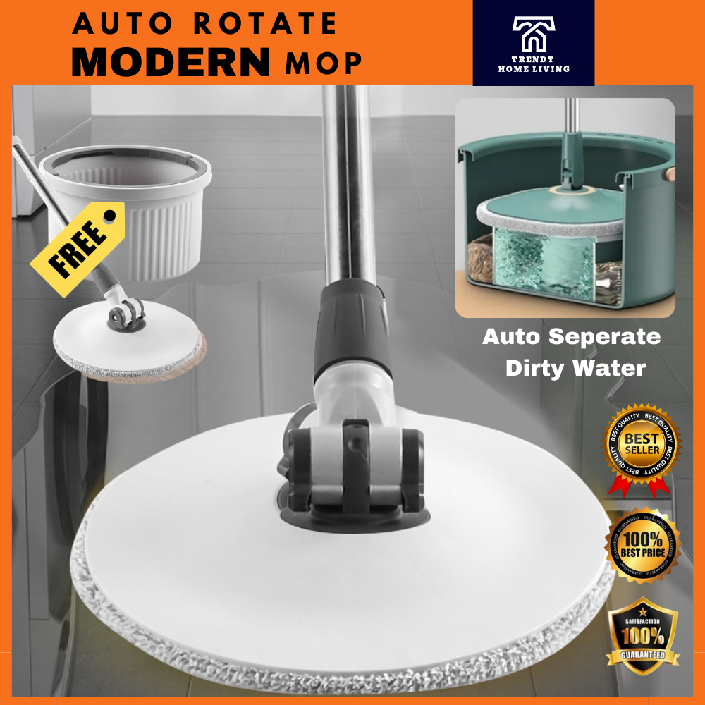 THL 360 Mop Bucket Spin Mop Spinner Set Microfiber Cloth Head Mop ...