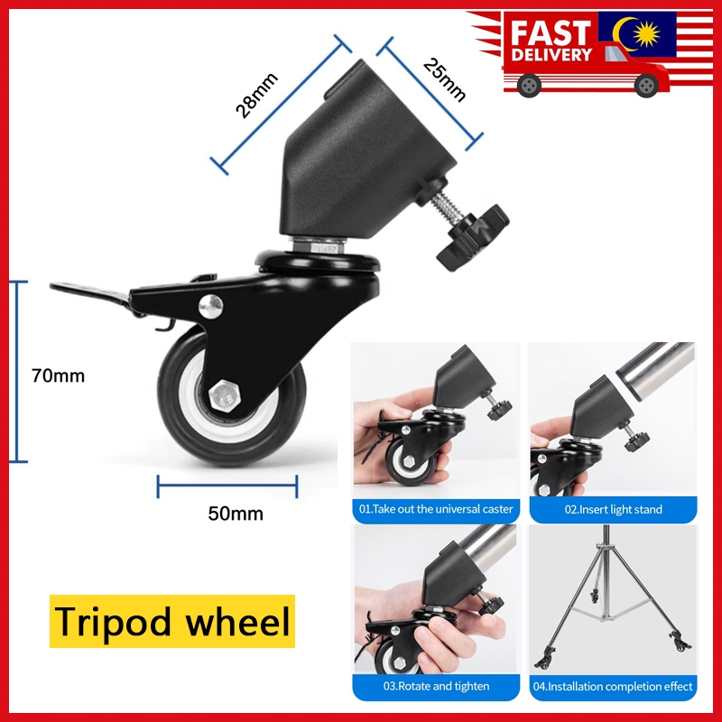 3Pcs C-Stand Swivel Caster Wheel Set 19-25MM Diameter For Photography ...