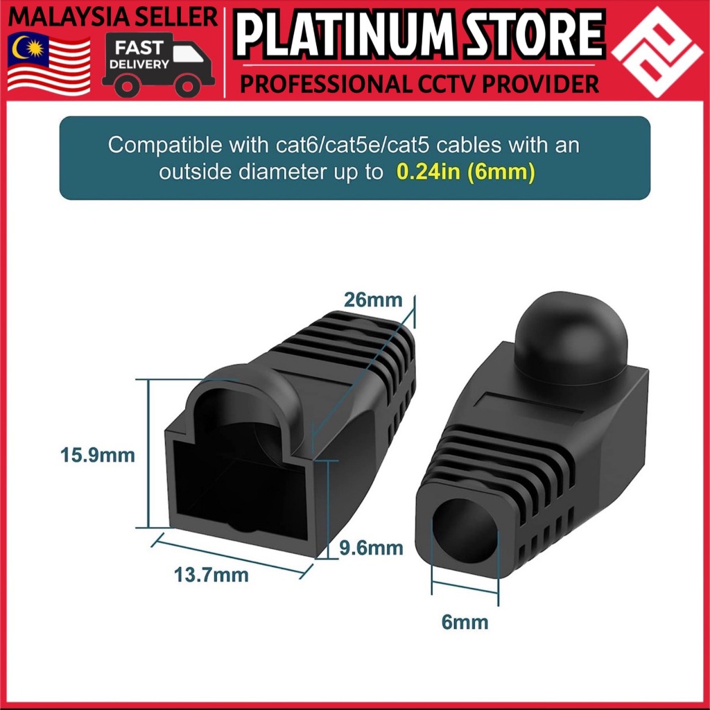 RJ45 Rubber Boot Cover Cap CAT5 CAT5E CAT6 CAT6E Network Connector ...