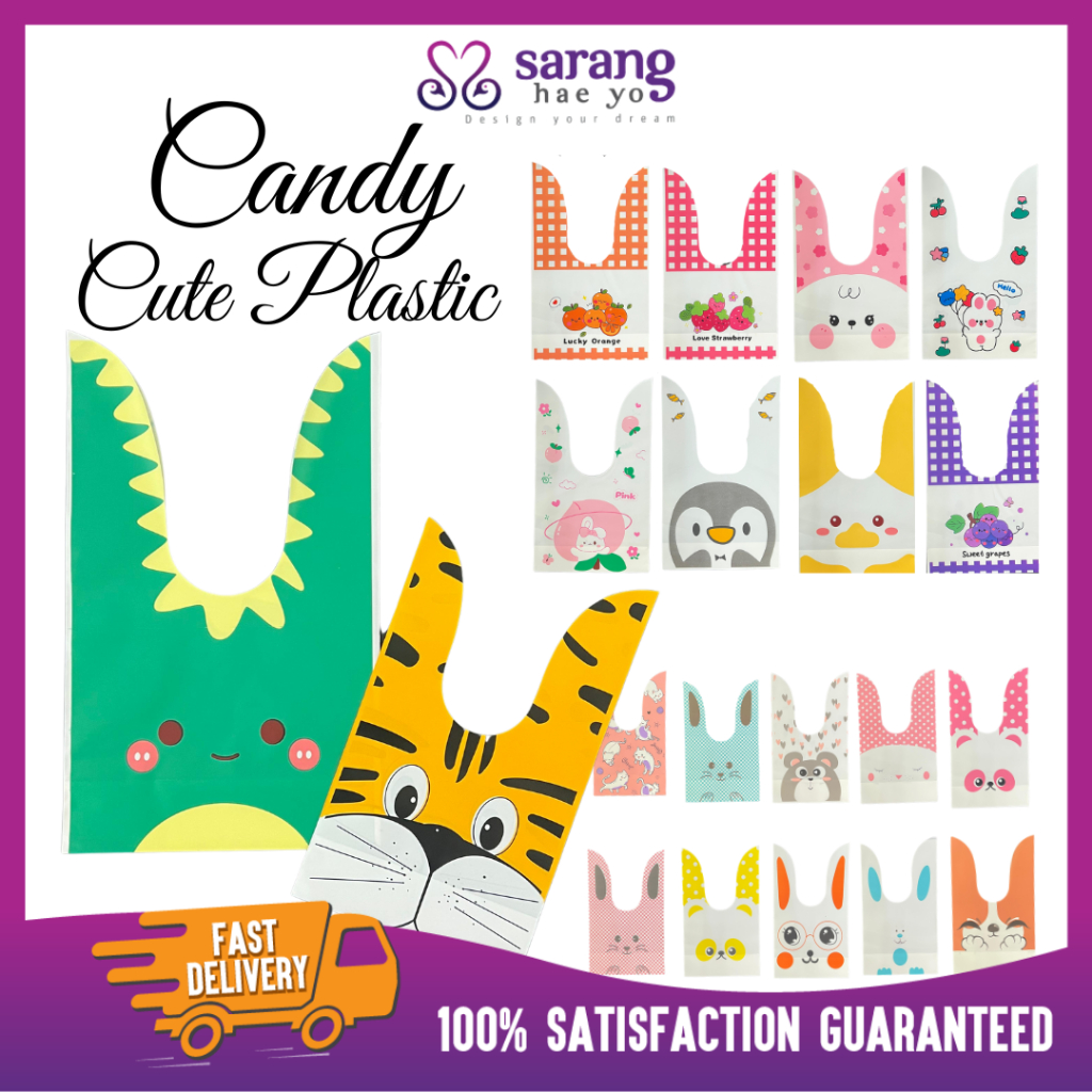 50 Pcs Rabbit Long Ear Doorgift Bag Gula-Gula Goodies Bag Kenduri ...