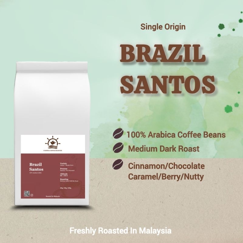 Single Origin [Brazil Santos] Medium Dark Roast Arabica Coffee Beans ...