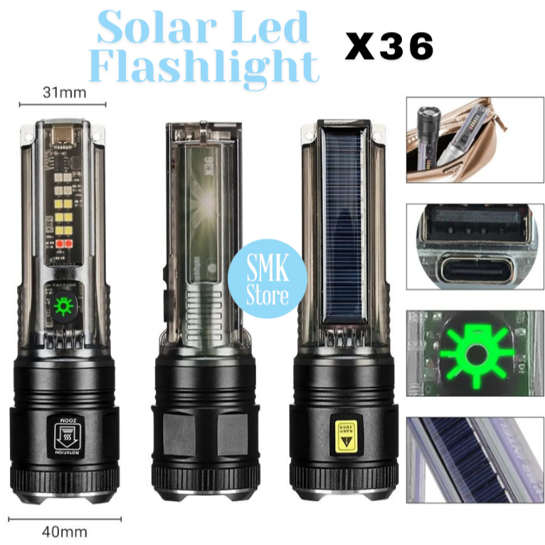 🔥Malaysia🔥 Multifunctional Led Torchlight X-36 Solar Charge Led ...