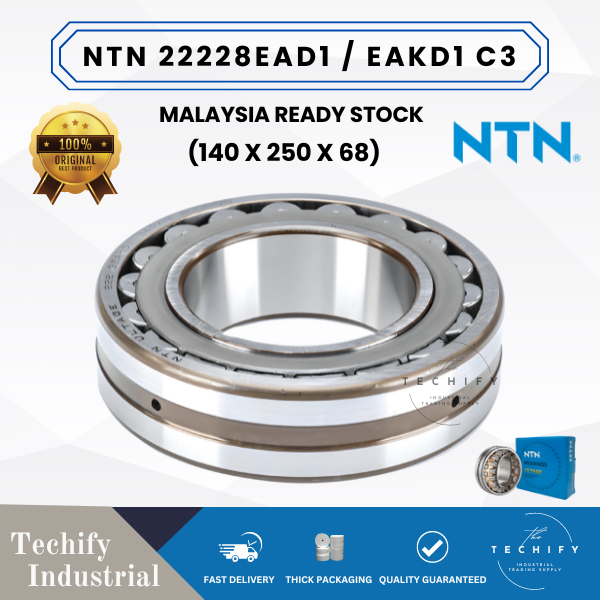 NTN 22228 EAD1 / EAKD1 C3 ( 140 x 250 x 68 ) Spherical Roller Bearings ...