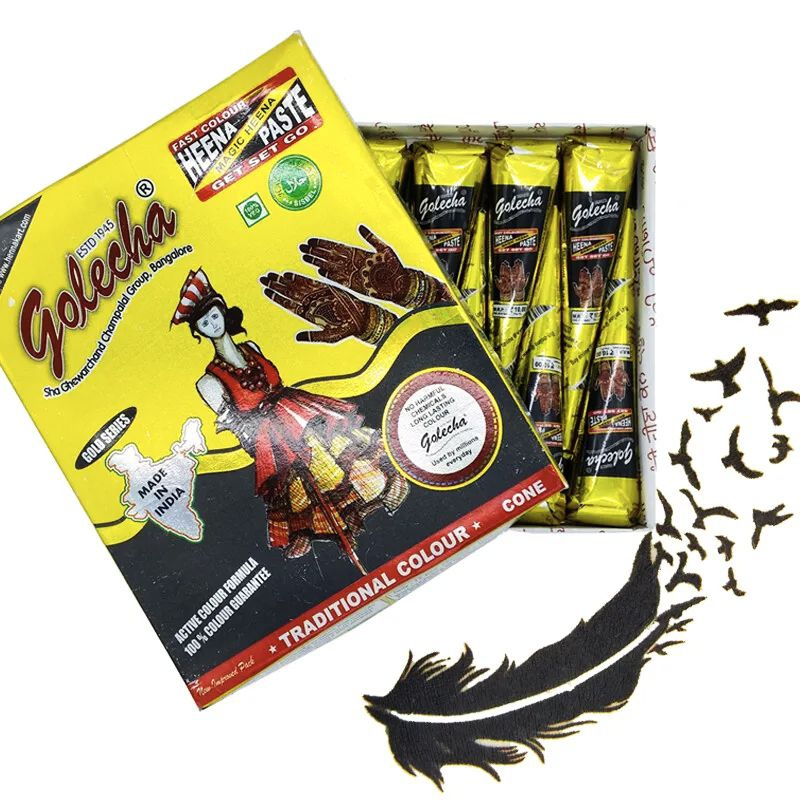 INAI HITAM BLACK GOLECHA HENNA ENAI LUKIS CELUP KUKU 1BOX | Shopee Malaysia