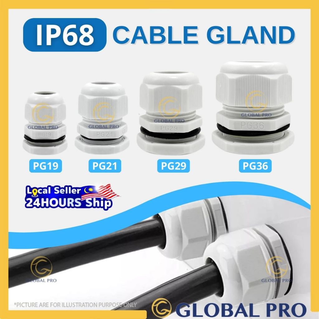 1PC IP68 CABLE GLAND Nylon Plastic Waterproof Adjustable Cable Glands Joints White Cord Wire ...
